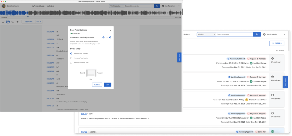 Access and playback the court record | For The Record