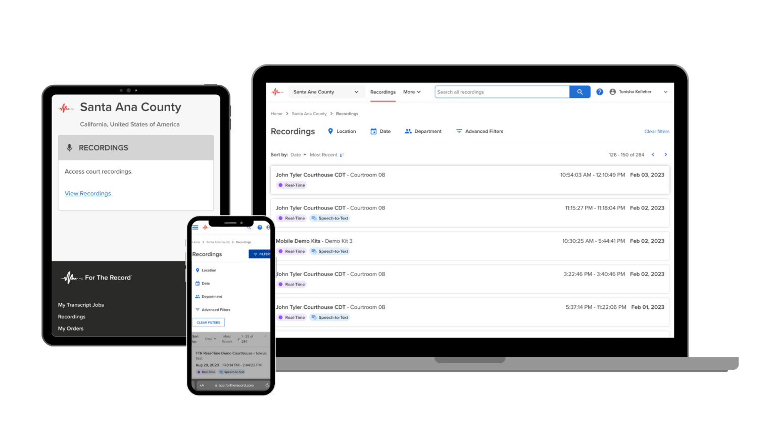 Access and playback the court record | For The Record